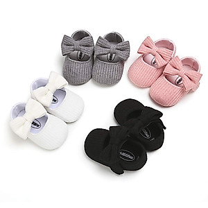 Ohwawadi Infant Baby Girl Shoes, Bowknot Baby Mary Jane Flats Princess Dress Shoes Soft Baby Crib Shoes (0-6 Months, 1933 Black)