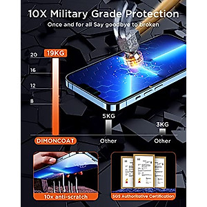 DIMONCOAT 4-PACK Privacy Screen Protector Compatible iPhone 13 Pro Max/ 14 Plus 6.7''[Auto Alignment Kit] [10X Military Protection] iPhone 13 Pro Max / 14 Plus Diamonds Hard Tempered Glass [Anti-Spy]