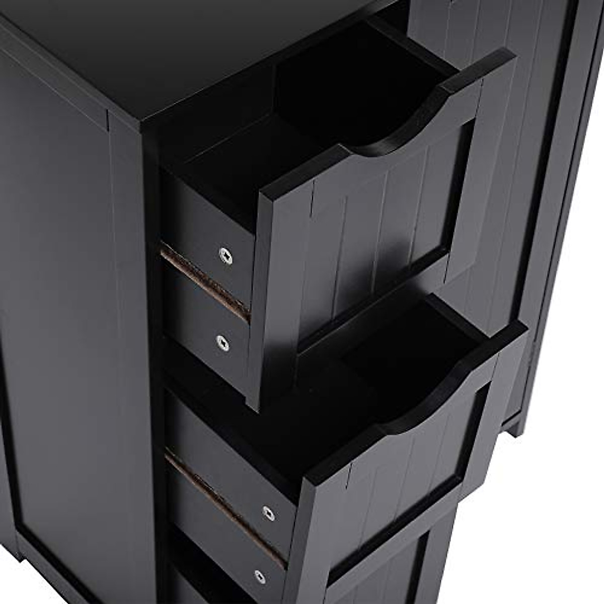 Iwell Bathroom Cabinet, Floor Storage Cabinet with 1 Door & 3 Drawers, Freestanding Entryway Bathroom Storage Cabinet for Bathroom, Living Room, Black