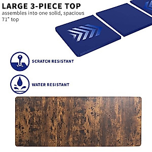 VIVO Universal 71 x 30 inch Table Top for Standard and Sit to Stand Height Adjustable Home and Office Desk Frames, 3 Section Desktop, Vintage Brown, DESK-TOP72-30N