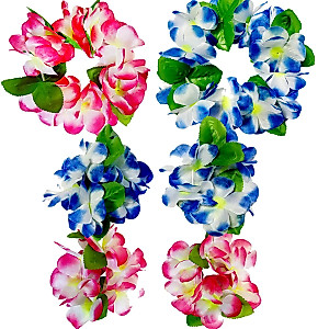 8PCS Hawaiian Leis Luau Party Decorations Tropical Party Favors Lei Hawaiian Flower Perfect for Hawaiian Luaus Party Birthday Party Favors.