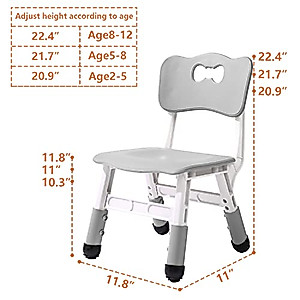 Adjustable Kid Chairs Indoor 3 Level Adjustable Suitable for Children Age 2-6. Maximum Load-Bearing 220LBS Suitable for Family Classroom and Nursery Child Seat Set (2-Pack-Grey)