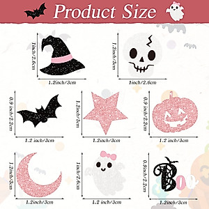 300 Pieces Halloween Confetti Halloween Party Table Scatter Confetti Glitter Halloween Confetti Boo Bat Ghost Pumpkin Witch Confetti for Baby Shower Birthday Table Decor Supplies (Pink)