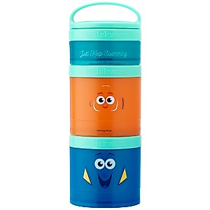 Whiskware Disney Pixar Stackable Snack Containers for Kids and Toddlers, 3 Stackable Snack Cups for School and Travel, Finding Nemo with Nemo and Dory