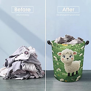 Laundry Hamper Cute Cartoon Sheep Freestanding Laundry Basket Thickened Waterproof Collapsible Clothes Hamper Storage for Clothes Toys Dorm And Family
