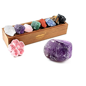 vuUUuv Chakra Stones Set -Natural Rough Raw Stone Reiki Healing Crystals for Healing, Meditation, Chakra Balance or Ritual（ Rough*8 pcs）