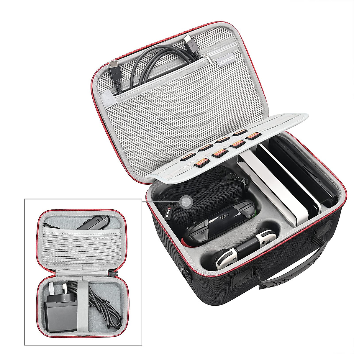 RLSOCO Carrying Case for Nintendo Switch & Switch OLED - Fit Extra Switch Pro Controller & Poke Ball Plus (Newest Case fits Switch & Switch OLED)