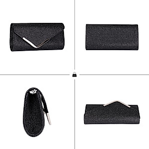 Larcenciel Black Clutch Purses for Women Shiny Sequin Envelope Evening Bag