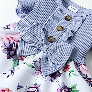 MBZJSDKHLK Newborn Baby Girl Clothes Romper Ruffle Short Sleeve Ribbed Tops Summer Infant Outfits Set Dress-Blue 3-6 Months