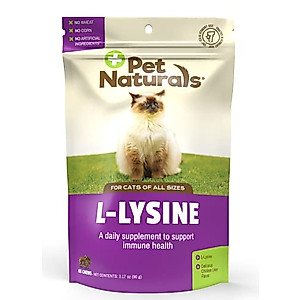 Pet Naturals Lysine for Cats, Chicken Flavor, 60 Chews - Immune and Respiratory Support for Cats - No Wheat or Corn - Vet Recommended
