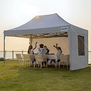 Quictent Privacy 10'x15' Easy Pop up Canopy Tent with Sidewalls and Roll-up Ventilated Windows, Heavy Duty Easy up Outdoor Party Shelter Enclosed Waterproof, Wheeled Carry Bag (White)