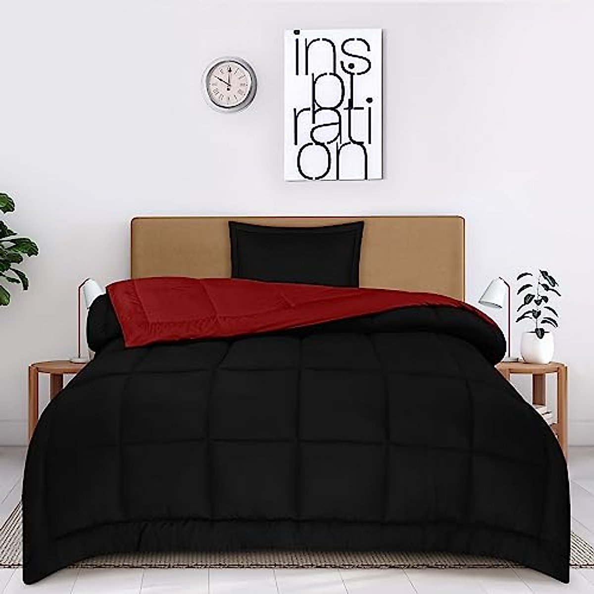 Utopia Bedding Twin/Twin XL Comforter Set Kids with 1 Pillow Sham - Bedding Comforter Sets - Down Alternative Reversible Black/Red Comforter - Soft and Comfortable - Machine Washable