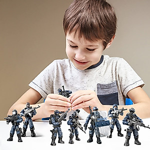MEIEST SWAT Model Equipment Assembly Building Block Toys,8 PCS City Police Action Mini-Figures with Multiple Military Weapons Accessories,Party Favors Set for Boys and Man