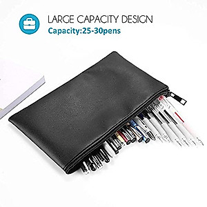 ProCase Black Portable Pencil Bag Pen Case Bundle with [2 Pack] Black Soft PU Leather Pencil Bag Pen Case