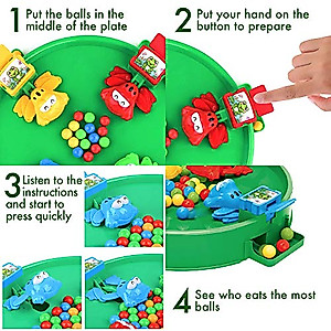 Hungry Frogs Board Game – Intense Game of Quick Reflexes – Pre-School Game for Ages 3 and Up; for 2 to 4 Players