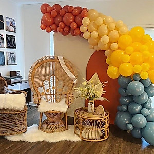 Here Comes The Son Balloon Garland Arch Kit Groovy Flower Theme Balloon With Orange Yellow Blue Sand White Balloon For Baby Shower Bridal Shower Wedding Birthday Party Decoration