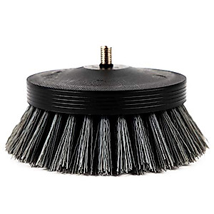 SGCB PRO 3.5” Carpet Drill Brush With Drill Attachment, Medium Duty Car Detailing Scrubbing Brush Pneumatic Scrubber Stiff Brush For Cleaning Car Interior Carpet Upholstery Leather Seat Floor Mat Tire