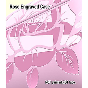 ROMSEA for AirPods Pro 2nd Generation Case Cover 2022, Rose Engraved Bling Floral Replacement Charging Case Cover for Women Shock-Absorbing Protective Case with Lanyard [Front LED Visible],Pink