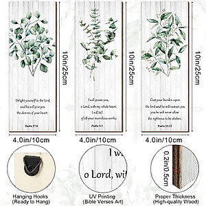 3 Pieces Bible Verses Wall Art Decor Christian Wall Art Wooden Christian Decorations for Home Rustic Christian Room Decor Farmhouse Scripture House Decor Christian Posters, 10 x 4 Inches