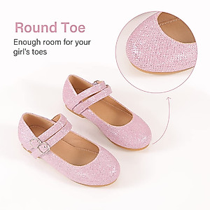 JTENGYAO Girls Pink Sequin Ballet Shoes Mary Jane Flat Shoes for Girls Ballerina Flats Dress Shoes for Party Wedding School Size 1