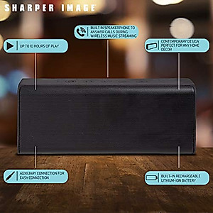 Sharper Image Wireless SoundBlast Speaker, Bluetooth Compatible with iPhone Samsung Android Phones, Premium Bass & Powerful Sound, Portable Durable & Rechargeable, Aux Connection, Rubber Grip