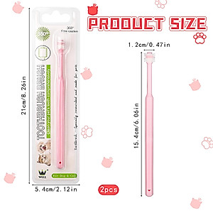 2 Pack Small Dog Toothbrush,360 Degree Silicone Cat Toothbrush Pet Dental Care Dog Oral Hygiene Deep Clean Pet Teeth Cleaning Kit Soft Bristles Friendly to Gums, Easy to Handle, Fresh Breath - Medium