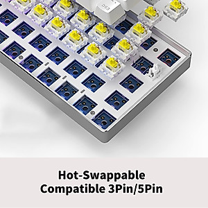 CIY AK61 Hot-Swappable Mechanical Keyboard with CNC Aluminum Case, RGB Wireless/Wired Gaming Keyboard, Double Shot Keycaps,2000mAh Battery（Gateron Yellow Switch）