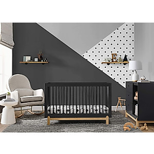 Delta Children Poppy 4-in-1 Convertible Crib, Greenguard Gold Certified, Midnight Grey/Natural