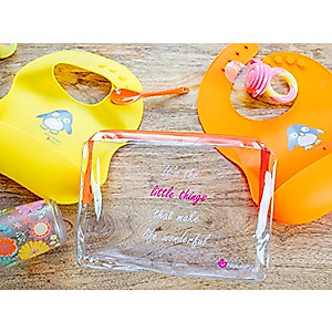 NatureBond Quirky Penguin Baby Bibs, Silicone Bibs for Babies, Set of 2 w/Carry Pouch (Yellow & Tangerine) Waterproof Bibs. Baby Shower Gifts. Funny Baby Bib