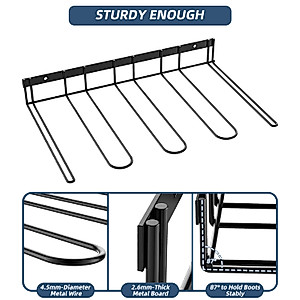 PrimZooty Boot Rack Wader Hanger Wall Mounted- (4 Pair) Sturdy Metal Boot Organizer, Tall Shoe Holder for Closet, Entryway, Indoor, Garage