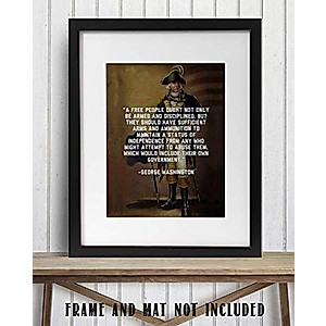 George Washington Quotes Wall Art-"Right to Bear Arms"- 8 x 10"- Wall Print Art-Ready to Frame. Home Décor. Office-Lodge-Garage Décor. General George Washington Military Pose- 2nd Amendment Rights.