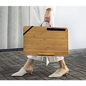 Oversized Lap Desk,wishacc Portable Bamboo Lap Desk Tray for Home Office (Fits up to 17.3” Laptop)