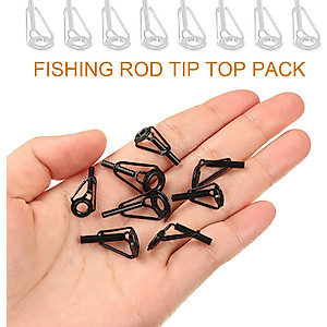10 Pieces Fishing Rod Tip Repair Kit Rod Tips Kit Replacement for Freshwater Saltwater Rods Stainless Steel Ceramic Ring Guide Replacement Kit