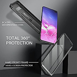 Dexnor for Samsung Galaxy S10+ Plus Case, [Built in Screen Protector and Kickstand] Heavy Duty Military Grade Protection Shockproof Protective Cover for Samsung Galaxy S10 Plus Black