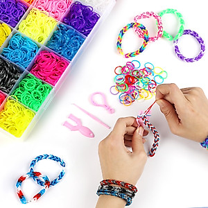 HTVRONT Rubber Band Bracelet Kit - 10000+ Loom Bracelet Making Kit with 450 Clips, Rubber Bands Refill Loom Set for Beginners, Rubberband Bracelets Kit for Girls Boys Birthday Parties Gift