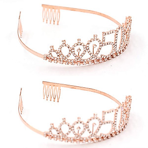 ADBetty 50th Birthday Sash & Rhinestone Tiara Set - Rose Gold Glitter 50th Birthday Gifts Birthday Party Supplies