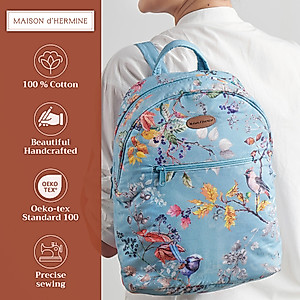Maison d' Hermine Equinoxe Cotton Backpack with Small Pouch Lightweight Bag for Travel College School Work Beach Perfect for Women & Men Students