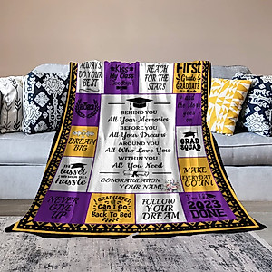 NICEFORNICE Custom Graduation Blanket Gifts, 40"x30" Cozy Flannel Throw Blankets, Personalized Graduate Class of 2023 Gift for Her Him, Senior School University College Students