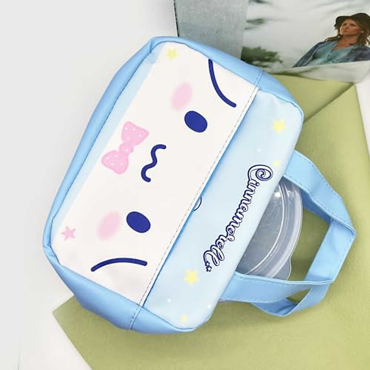 Kawaii White Dog Insulated Lunch Bag with Pin for Women, Reusable Large Capacity Lunch Box, Leakproof Lunch Tote Bag with Front Pocket, Lunchbox Container Thermal Cooler Bag Food Handbags for Work