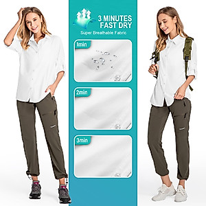 Women's UPF 50 Long Sleeve Sun Protection Shirts Quick Dry Outdoor Fishing Hiking Travel Shirt (5019 White, Small)