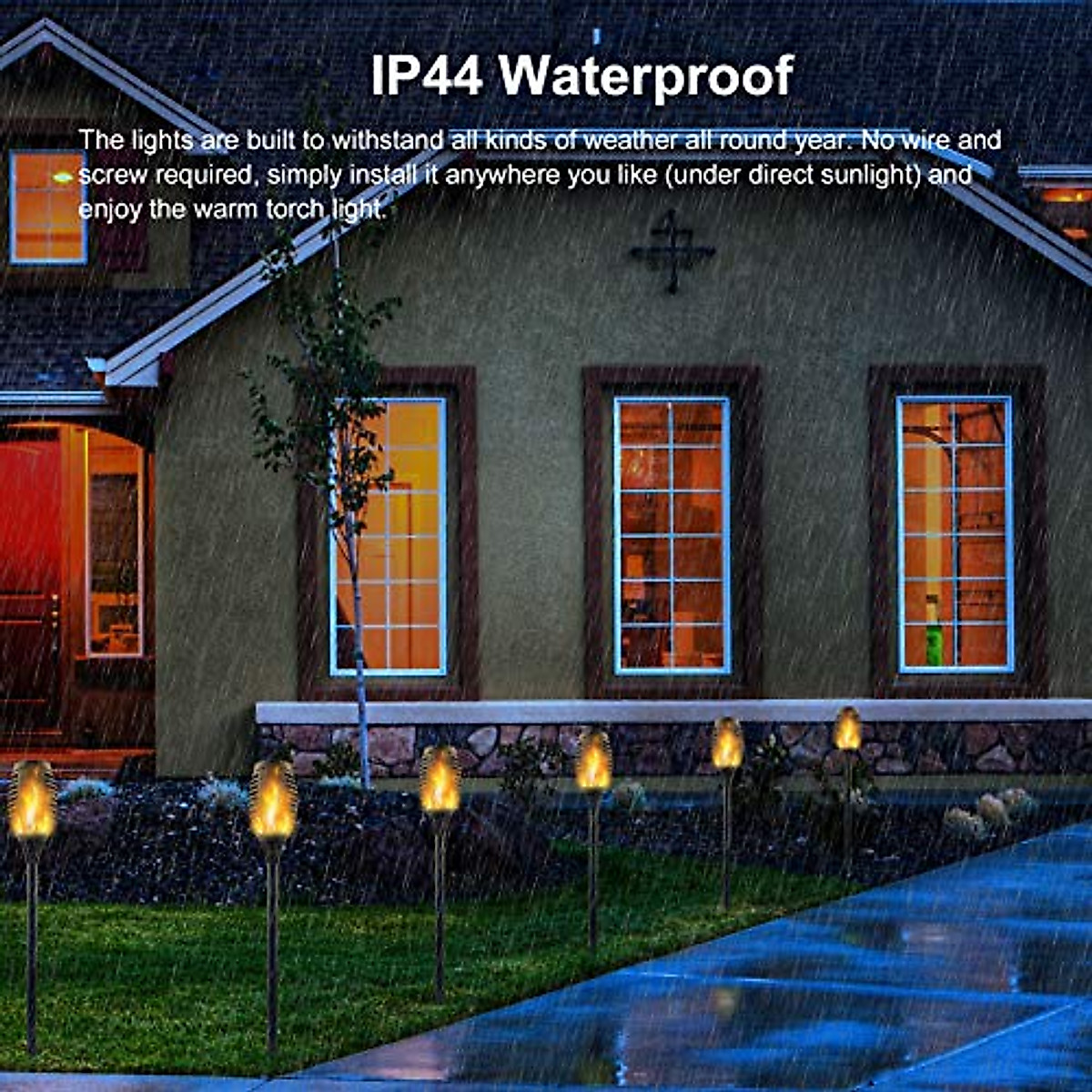 Permande 16 Pack Upgraded Solar Lights Outdoor, Mini Solar Torch Lights with Flickering Flames, Waterproof Landscape Decoration Dancing Flame Lights for Garden Pathway Yard, Auto On/Off Dusk to Dawn