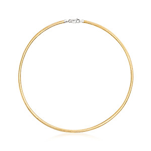 Ross-Simons Italian 4mm Reversible Omega Necklace in 2-Tone Sterling Silver. 16 inches