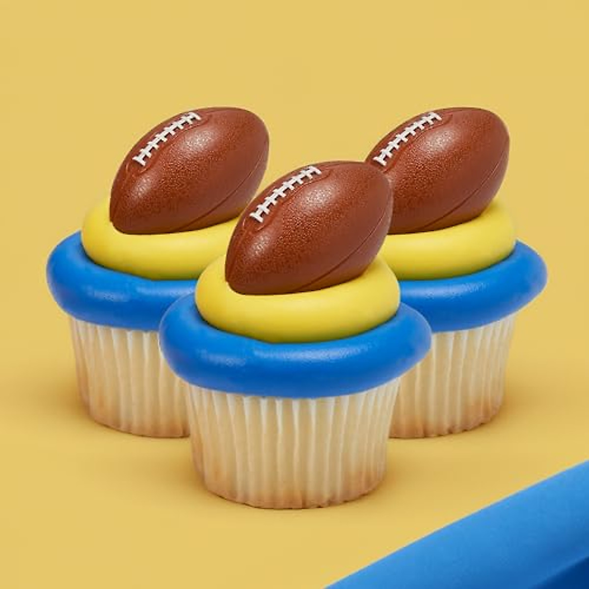 DECOPAC 3D Football Rings, Cupcake Decorations, Food Safe Cake Toppers – 24 Pack, Multicolor