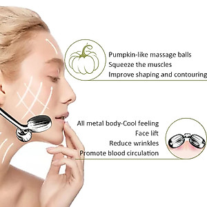 Yeamon Face Massager, Metal Face Roller Gua Sha Massage Tool for Face Neck Eye Body Skin Care, Facial Roller Gifts for Her, Women and Girl