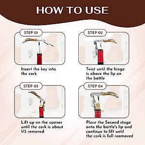 The Wine Chic Premium Professional Corkscrew Wine Opener with Elegant Wood Handle, Manual Wine Key with Foil Knife and Cap Bottle Opener for Bartenders, Waiters and Sommeliers