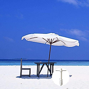 Hemoton Sun Umbrella Auger Beach Umbrella Sand Anchor, Umbrella Holder Stand, Beach Umbrella Anchor Five- pin Sand Grabber for Strong Winds (White)