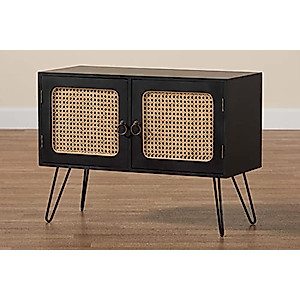 Baxton Studio Davion Brown Finished Wood and Black Metal Sideboard Buffet