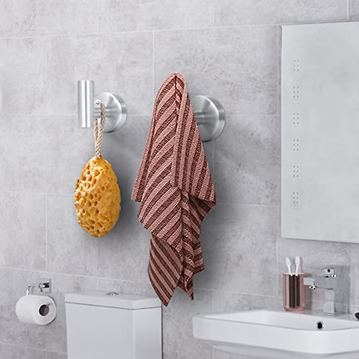 Towel Hooks for Bathrooms Towel Hook 2 Pack Bathroom Hooks Brushed Nickel Robe for Cabinet Closet Door Towel Hooks for Bathroom Wall Mounted Brushed Nickel Towel Hook