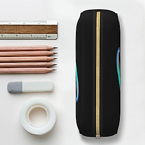 Cute Initial Pencil Case for Kids Simple Leather Pencil Pouch for Boys Girls Letter Design Pencil Box Pen Bag Pencil Pouch Office Stationery Organizer, Rainbow Letter S