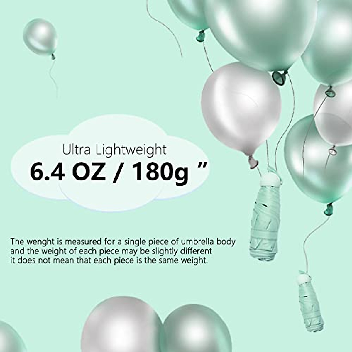 ALFROTEY Mini Folding Travel Umbrella for Rain with Anti-UV Protection Lightweight Small Compact Umbrella for Backpack and Purse Ideal Travel Umbrella for Women and Girls (Light Green, S)